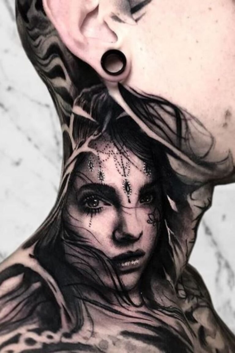 10 Expressive Blackout Neck Tattoo Ideas