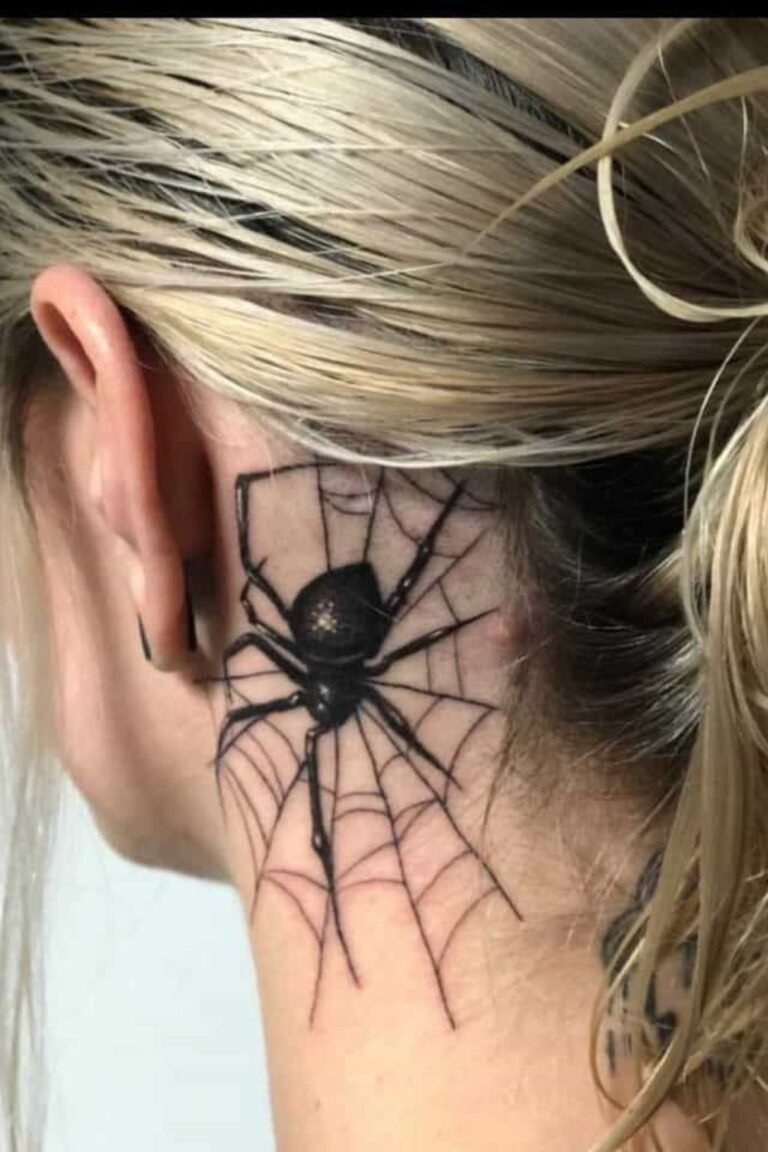 15 Edgy Spider Web Neck Tattoo Ideas