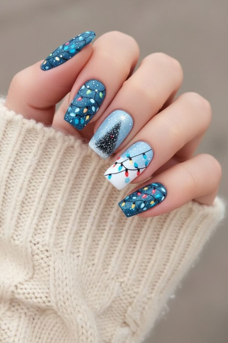 19 Blue Christmas Nail Ideas That Capture the Spirit of Winter