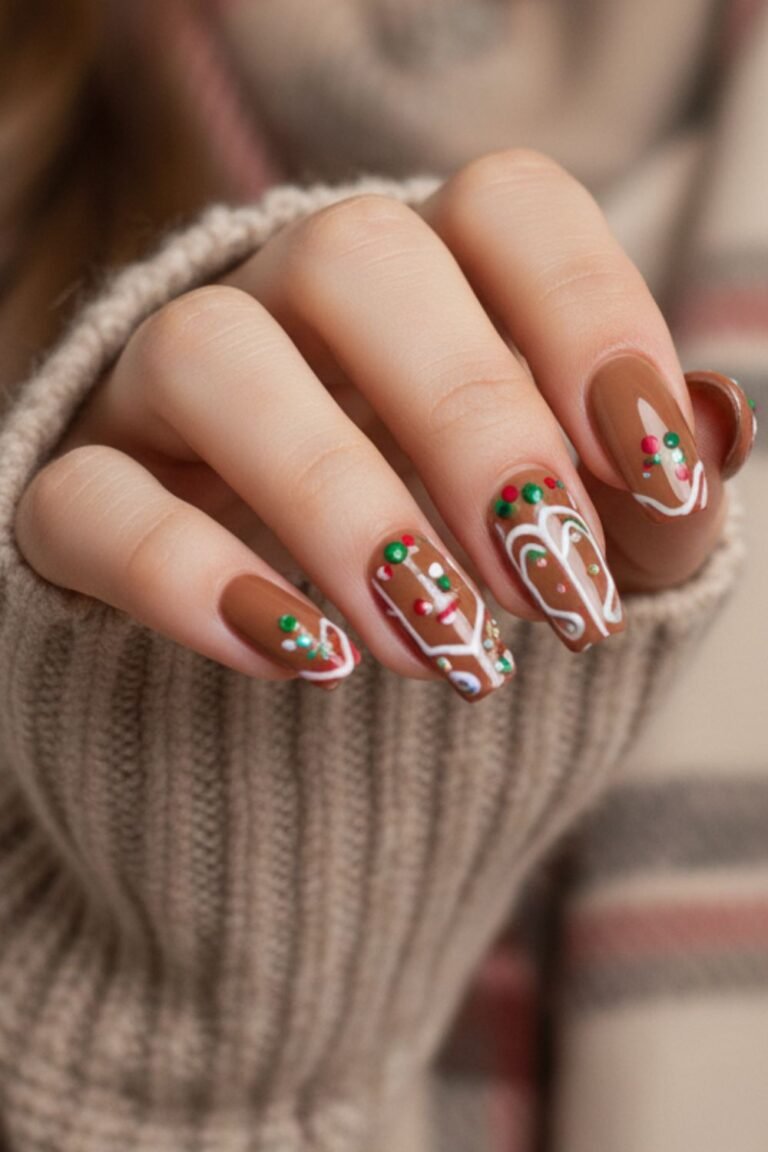 15 Gingerbread Christmas Nails to Sweeten Your Holiday Look