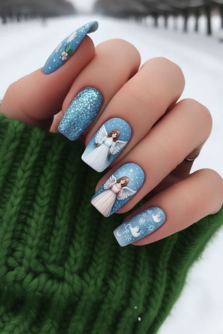19 Blue Christmas Nail Ideas That Capture the Spirit of Winter