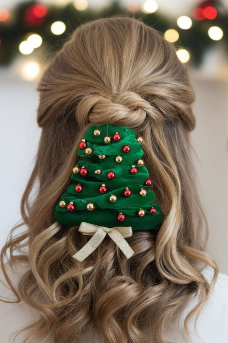 11 Festive Christmas Tree Hairstyles with Accessories Looks