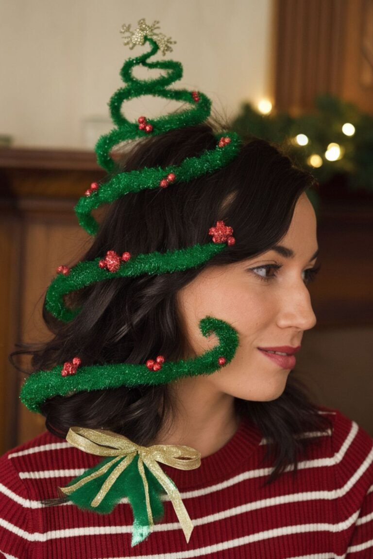 11 Festive Christmas Tree Hairstyles with Accessories Looks